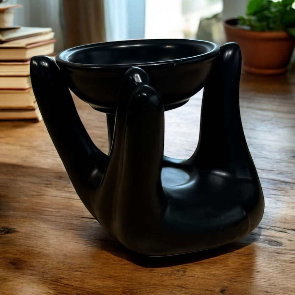 Black Hand Wax Burner | Elegant Home Fragrance Accessory UK ...
